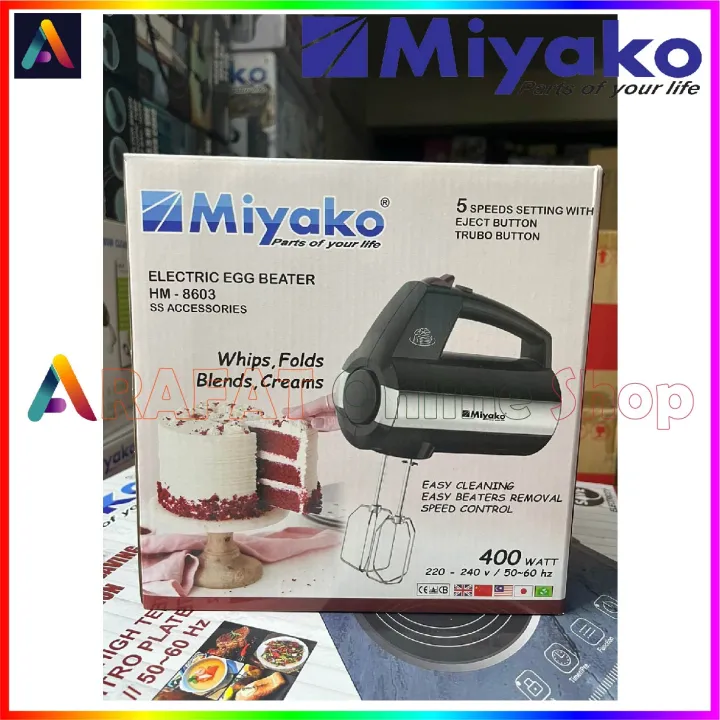 Miyako Egg Beater & Hand Mixer with Dough Hooks in a Storage Case | 400 ...
