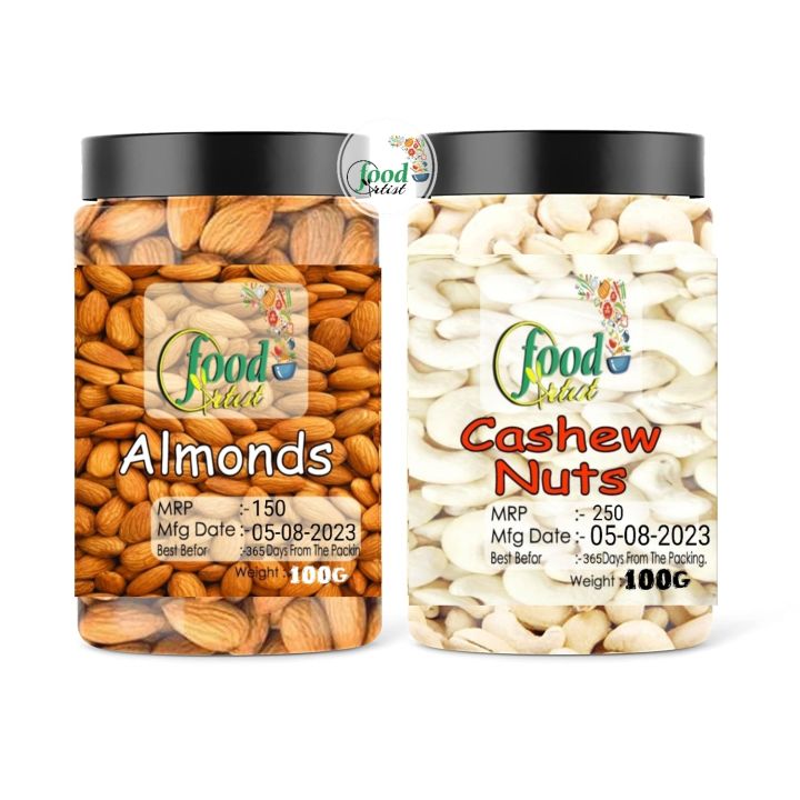 Almonds & Cashew Nuts Combo Pack - 200G (each 100g) | Daraz.com.bd