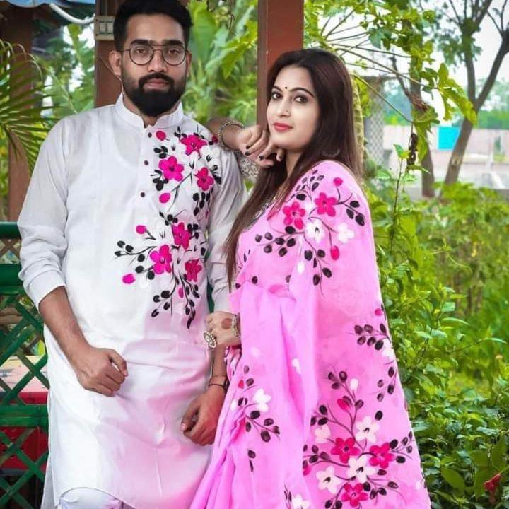 Couple Set Sharee And Panjabi - Sari | Daraz.com.bd