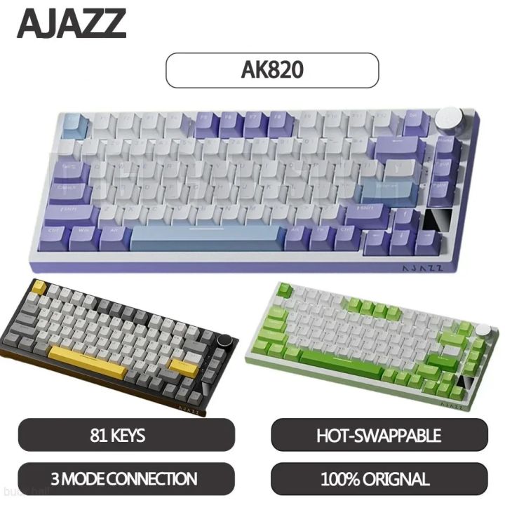 Ajazz Ak820 Mechanical Gaming Keyboard 3 Mode Usb/2.4g/bluetooth Wireless Keyboard Rgb Backlight ...