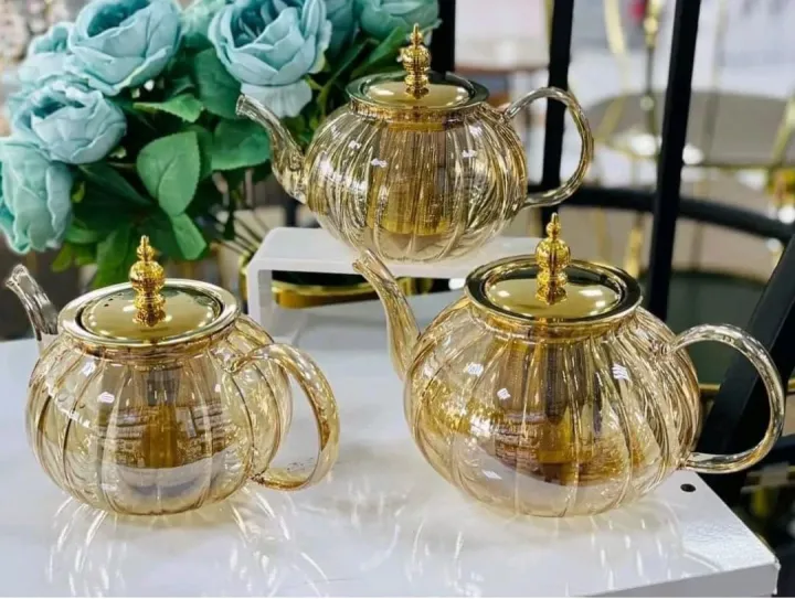 Heat Resistant Glass Teaset Flower Tea Pot Puer Kettle Coffee Teapot ...