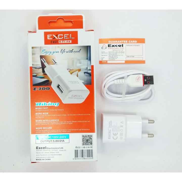 Excel Fast Charger 2.1A Smart Phone Charger 14W-Micro | Daraz.com.bd