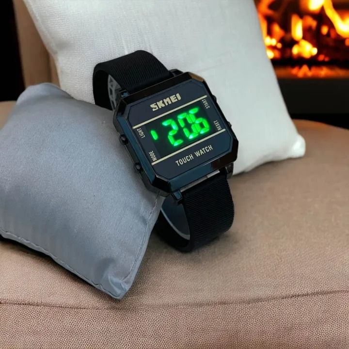 Skmei Digital And Green Light Silicone Belt touch screen square body ...