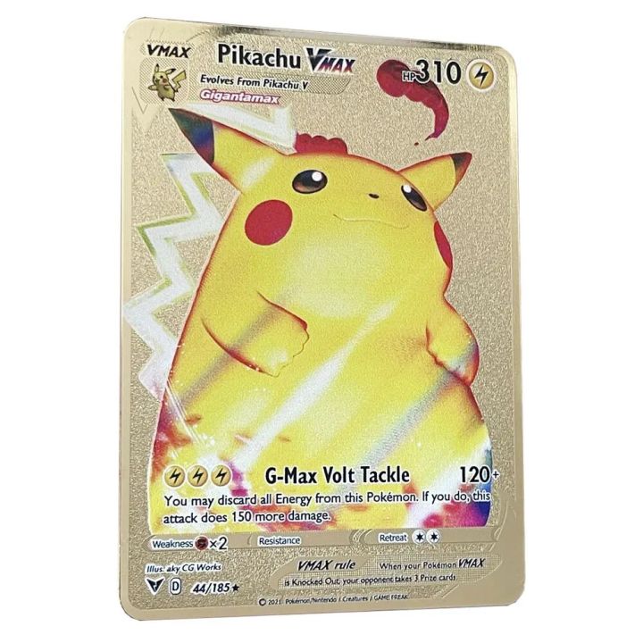 Pikachu Vmax Golden in English Iron Metal Pokmo Letters Kids Gift Game ...