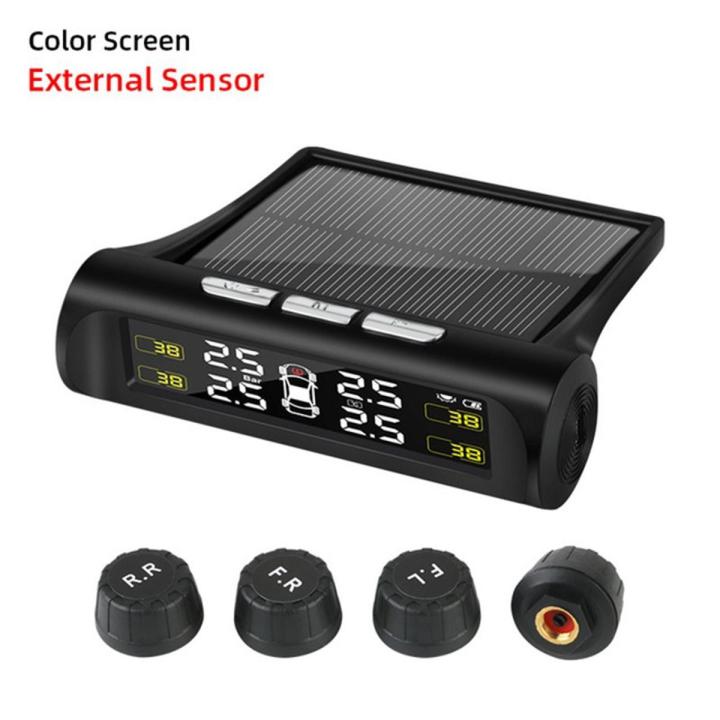 Car Solar Wireless Tire Pressure Monitor TPMS System External Car Tire Pressure Detector ...