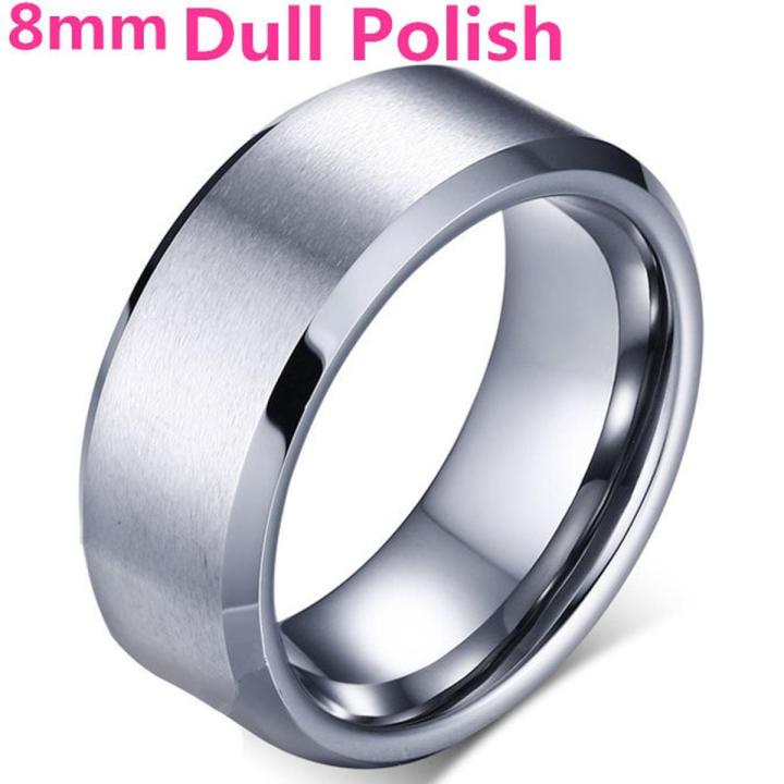 【VisioN Shop】4mm 8mm Bright and Dull Silver Color Titanium Ring For and ...