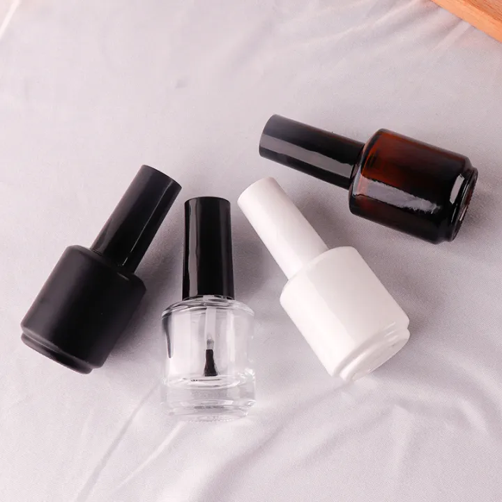 15ml Transparent Glass Nail Polish Bottle Empty With Lid Brush Cosmetic ...