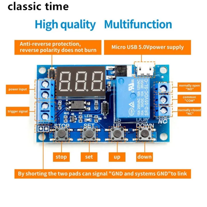 DC 6-30V LED Light Digital Time Relay Trigger Cycle Timer Switch ...