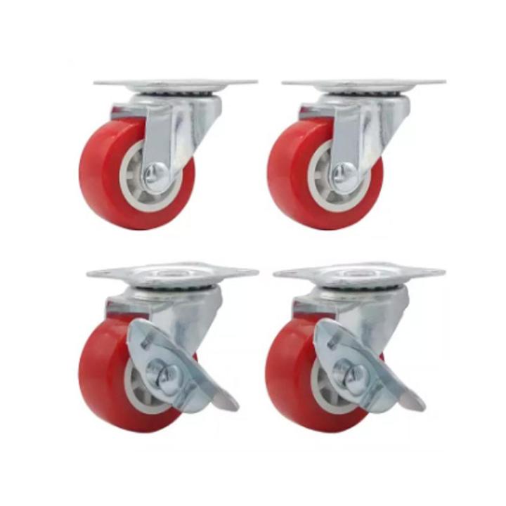 4 pcs Heavy Duty 50mm 2'' Rubber Wheel Swivel Castor Wheels Trolley ...