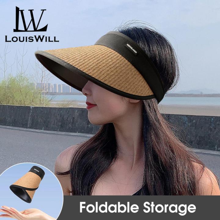 LouisWill Women Sun Cap Sun Visor Hat Foldable Empty Top Hat Casual ...