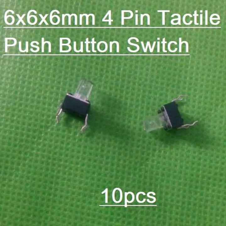 10Pcs- TRANSPARENT Head Momentary 4Pin Tactile Tact Push Button Switch ...