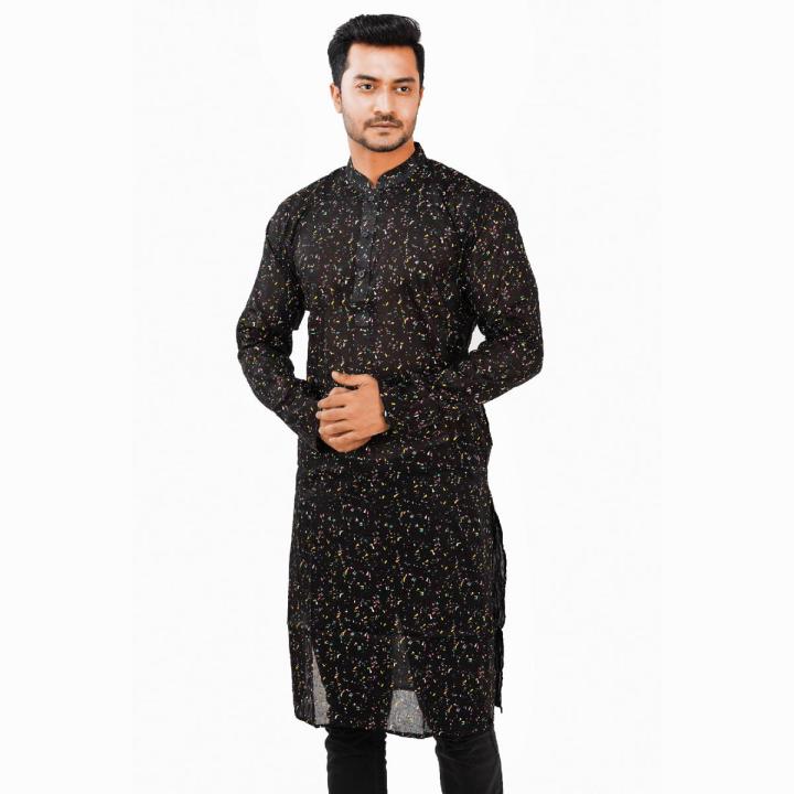 BLack Semi Long Unitika Panjabi for Men | Daraz.com.bd