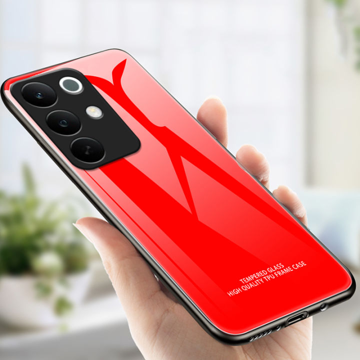 Biruiqu For Realme C85 C85 Pro Tempered Glass Back Soft Silicone Edge ...