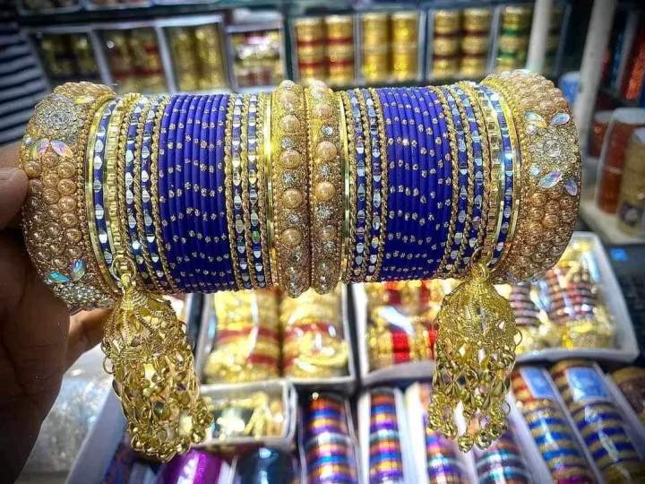 New Indian Bridal Jhumka Pekhom Bangles/Churi Package For Girls (1 Set ...
