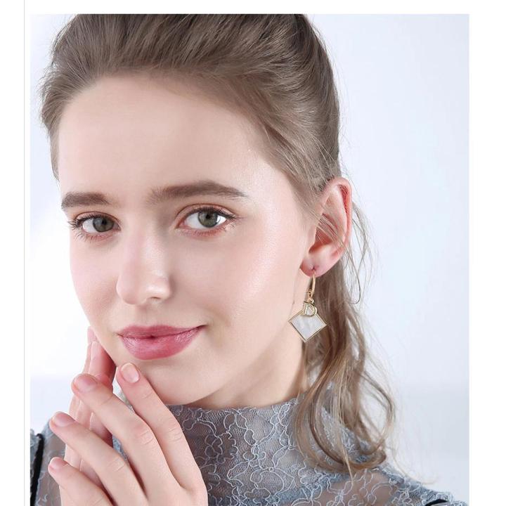 White Stone Square D Shape Earrings Jewelry for women fashion | Daraz ...