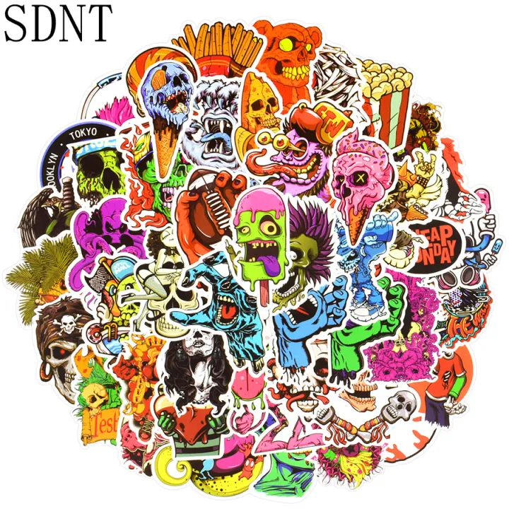 50 PCS Terror Stickers Ghost Graffiti Skeleton Cool Rock Punk JDM ...