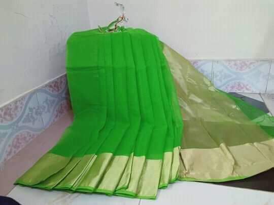 Half silk shari green | Daraz.com.bd