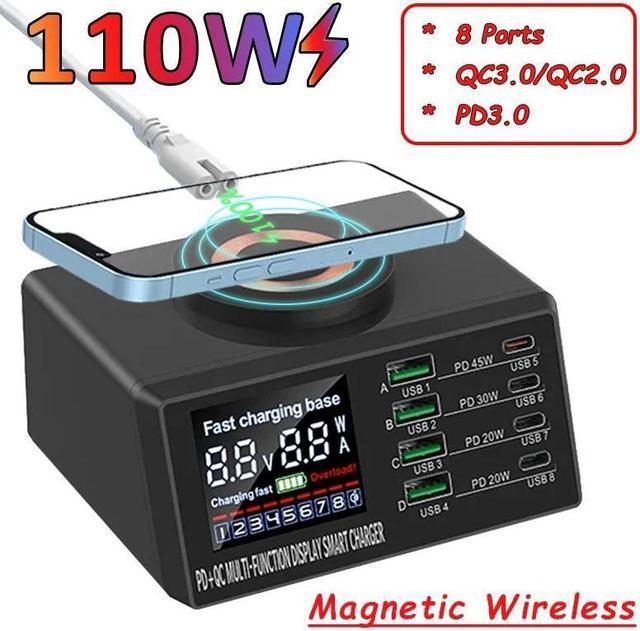 WLX-X9M 110W 8-Port PD+QC3.0 Multi-device Desktop Charger with Wireless Charging | Daraz.com.bd