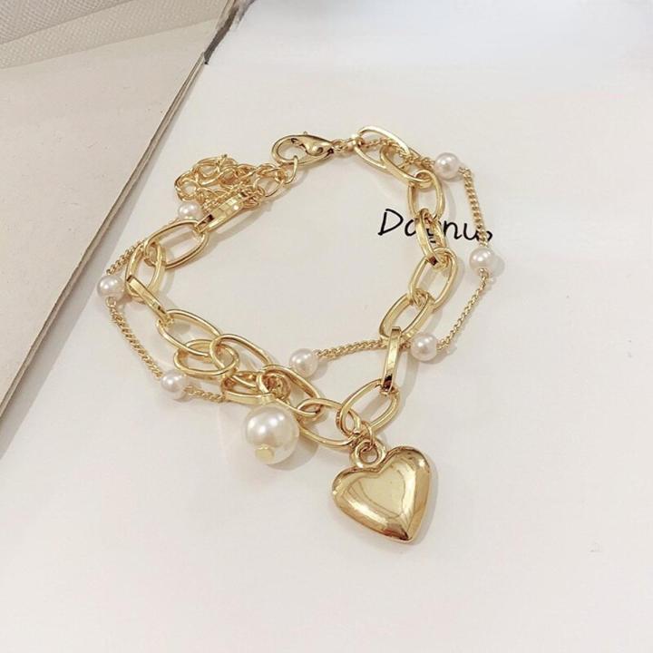 Fashion Love Heart Double Layer Bracelet | Daraz.com.bd