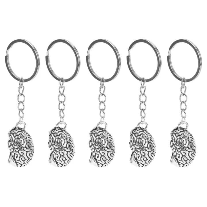 5X Brain Keychain Alloy Smart IQ Key Ring Fob Chain Medicine Human ...