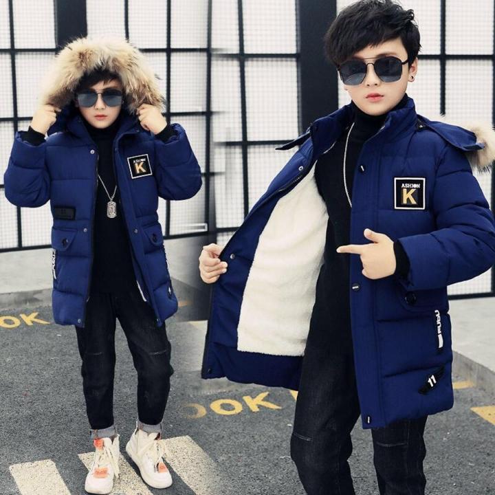 Boys Down Jacket Coat Overcoat Cotton 2022 Blue Warm Thicken Winter ...