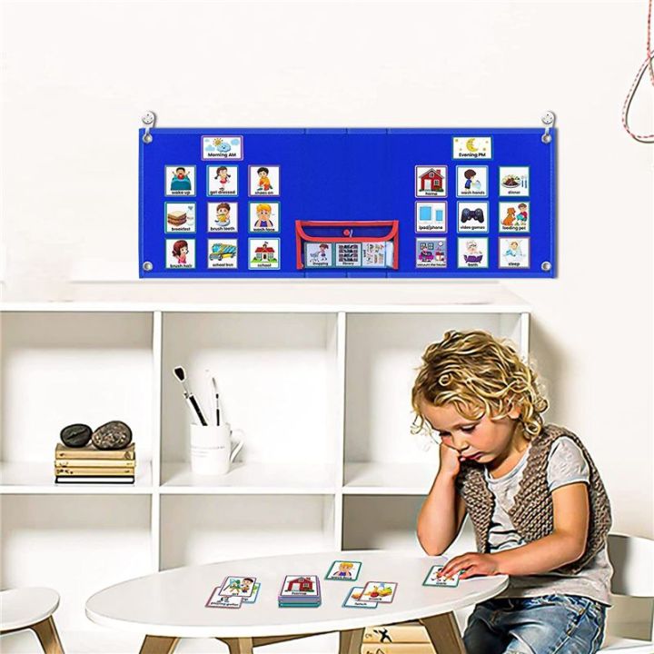 Visual Schedule for Kids Daily Routine Chart with 70 Cards Felt Autism ...