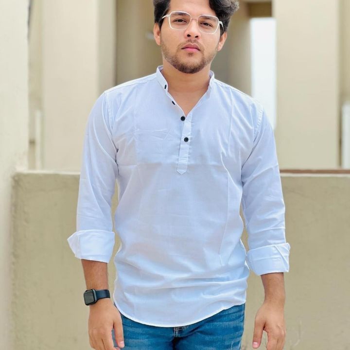 Men Cotton Fabrics White Katuya Shirt -Katua | Daraz.com.bd