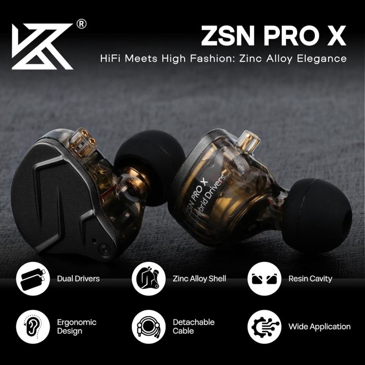 KZ ZSN Pro X Dual Dynamic 1BA+1DD Hybrid Technology 3.5mm in Ear ...