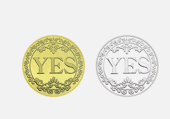 2pcs Yes or No Decision Coins Commemorative Coins Gold and Silver Coins ...
