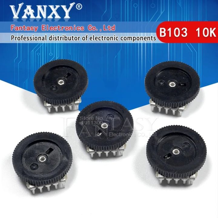 10pcs Double Gear tuning potentiometer B103 10K 5Pin 16*2mm Dial ...