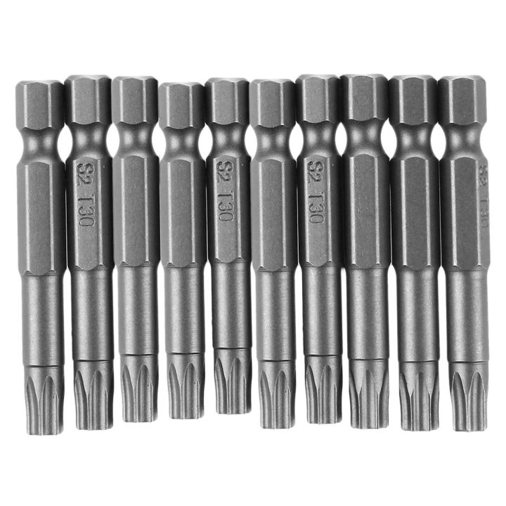 6mm T30 Head 50mm Long Magnetic Torx Screwdriver Insert Bits Tool 10 ...