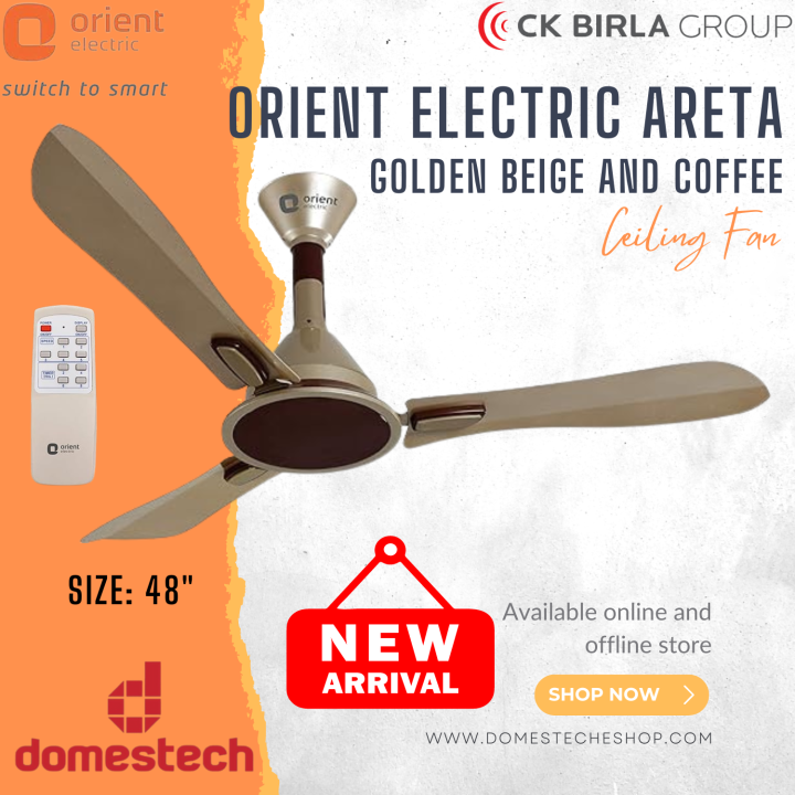 Orient Arita 48" Ceiling Fan With Remote (Golden Beige and Coffee ...
