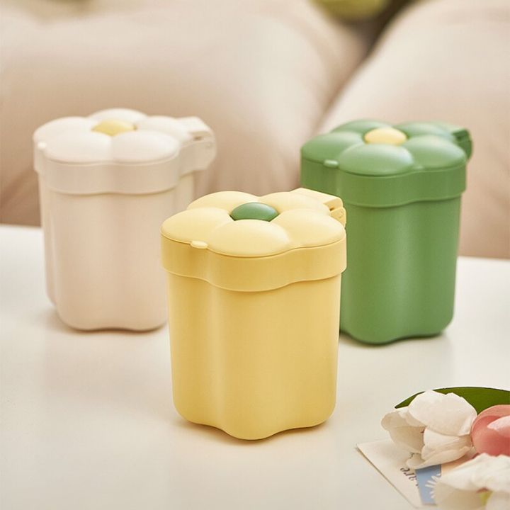 Mini Desktop Waste Bin Creative Cute Flower Trash Can Plastic Storage ...