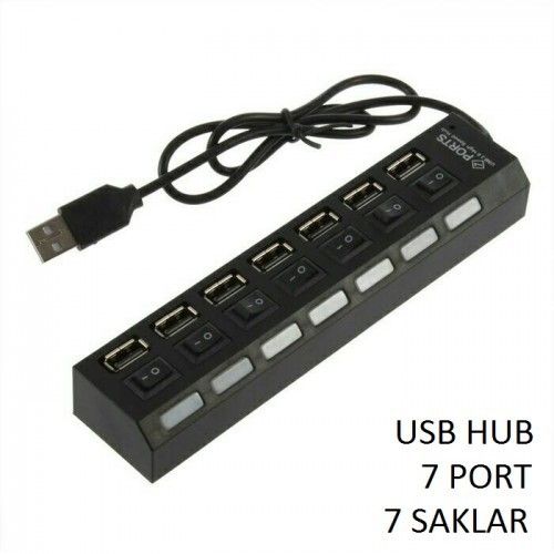 7 Ports USB Hub Splitter Multi Hub USB Adapter USB Hub Splitter with Switches and Lights | Daraz ...