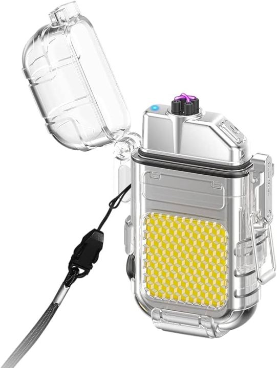 Waterproof Dual Arc Lighter With COB Light Type C Charge Outdoor ...