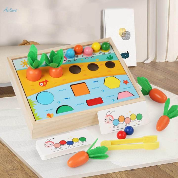Wooden Shape Color Sorting Toy Sorter Game Wooden Shape Puzzle for ...