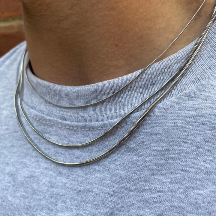 Men's Silver Flat Snake Chain Silver Snake Necklace Chain | Daraz.com.bd