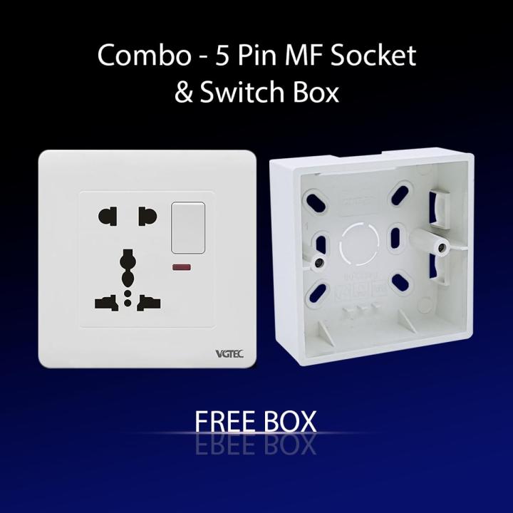 Combo - 5 Pin MF Socket & Switch Box | Daraz.com.bd