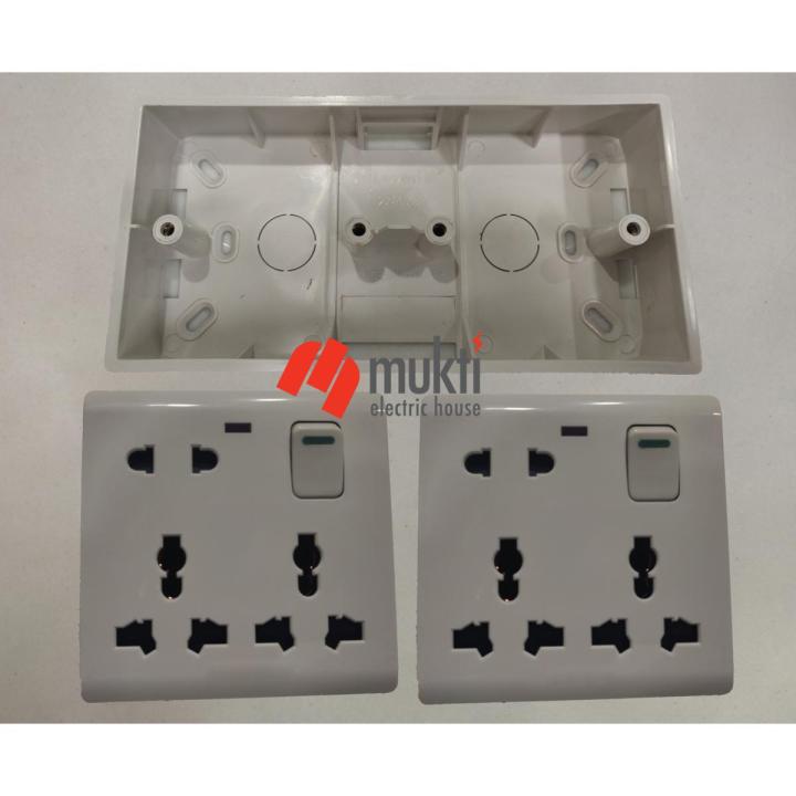 Two Gang PVC with 2Pcs 8 Pin Multi with 2 Pin and Double 3 Pin Combined ...