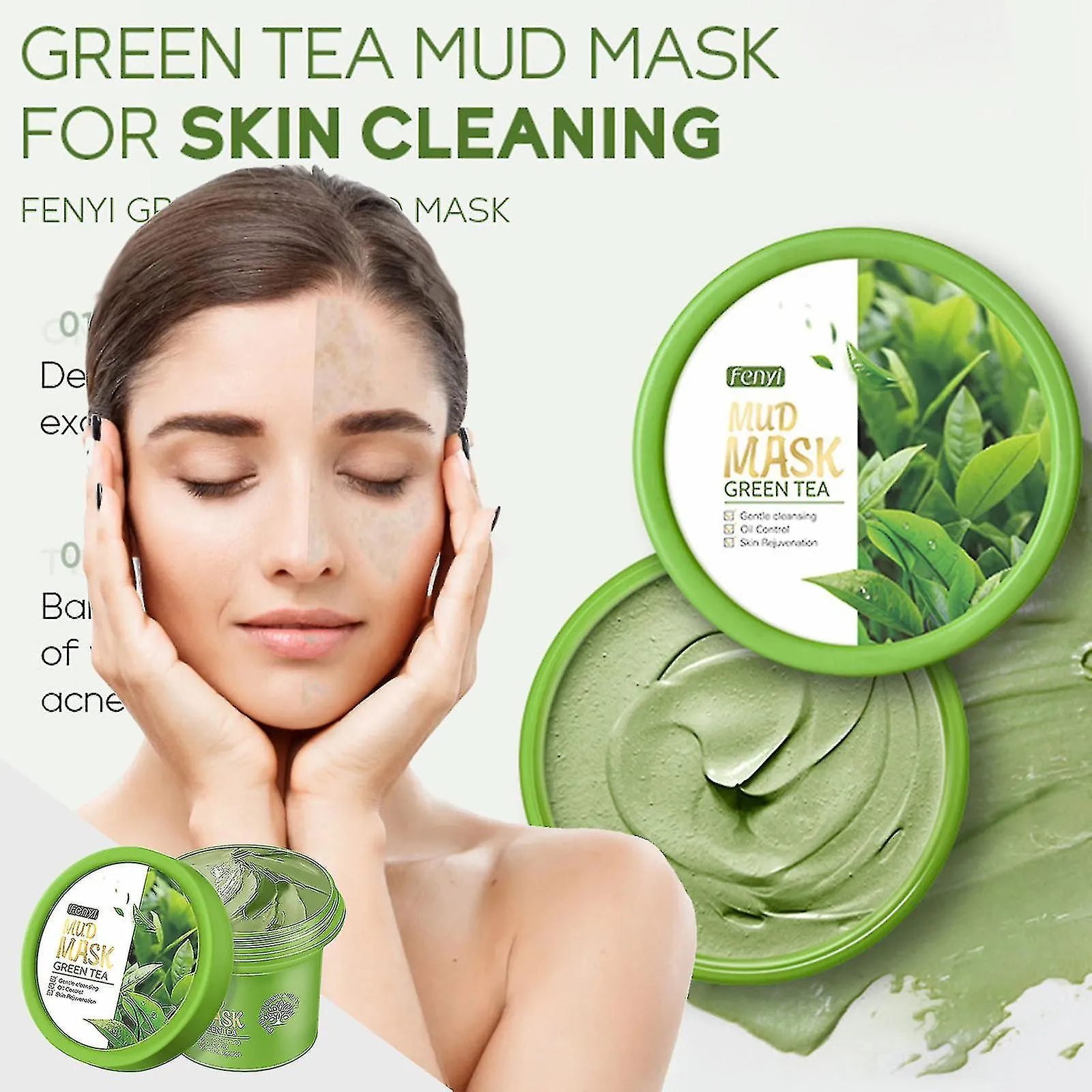 Fenyi MATCHA deep cleansing mud cream green tea oil-control skin care ...