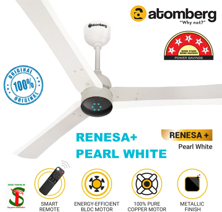 Atomberg Renesa+ 1400MM / 56" 32W BLDC Motor Energy Saving Ceiling Fan ...
