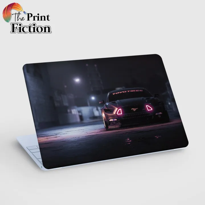 Ford Mustang Cobra car in Night Road Laptop Sticker, Skin And Decal ...