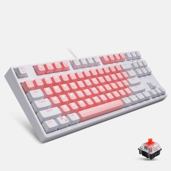 87/108 Keys Gaming Mechanical Keyboard, Colour: FY87 White Shell Red ...