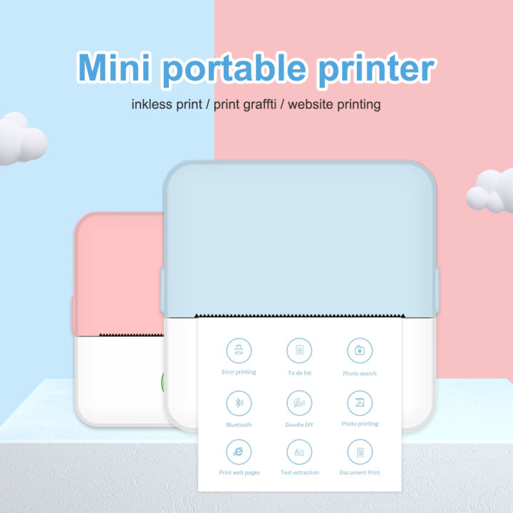 Mini Pocket Printer Wireless BT Connection Thermal Printer For Photos ...