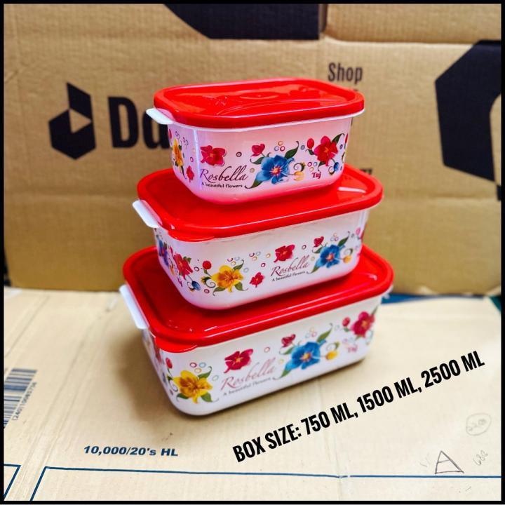 Plastic Food Storage Container Set 3 Pcs (2500,1500,750ml) - Clear ...