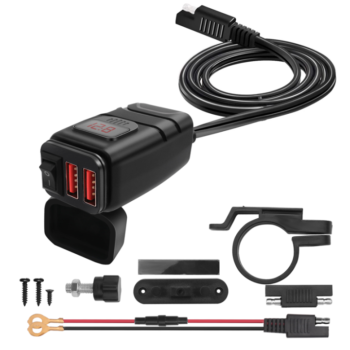 Dual USB 12V Waterproof Motorcycle Handlebar Charger Quick Charger 3.0 ...