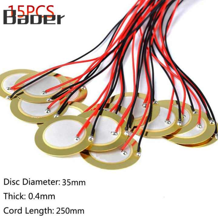 15PCS 35mm Pre-wired Piezo Elements Buzzer Sounder Sensor Trigger Drum ...