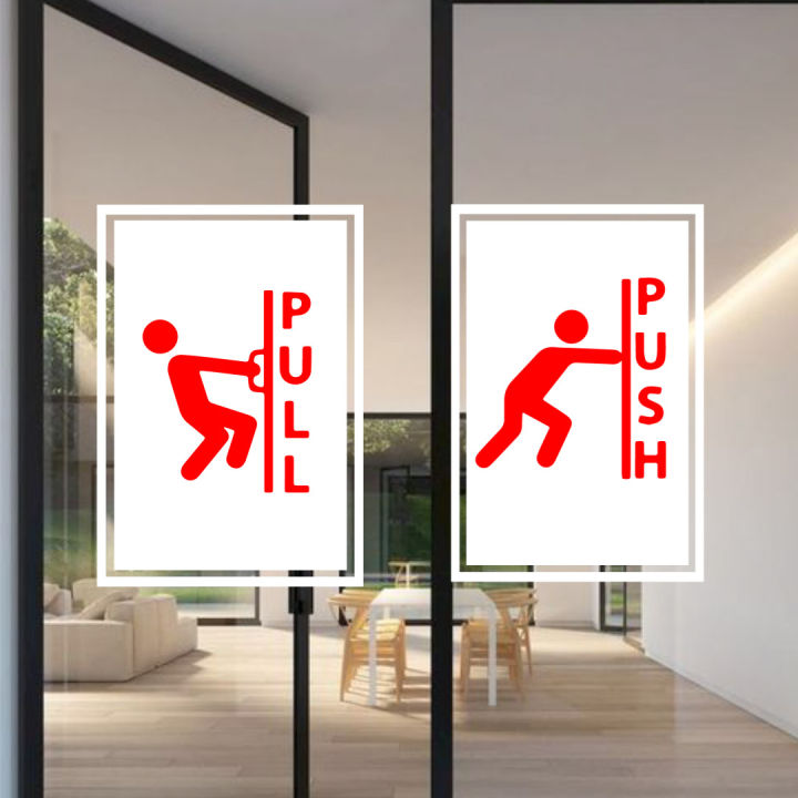 2 pieces Push Pull Sticker For Shop And Office Door - Sticker ...