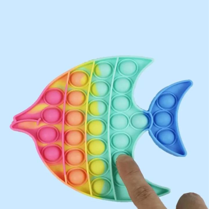 Fish Shaped Bubble Squeezing Pop It Fidget Toys, Push Pop Bubble Fidget ...
