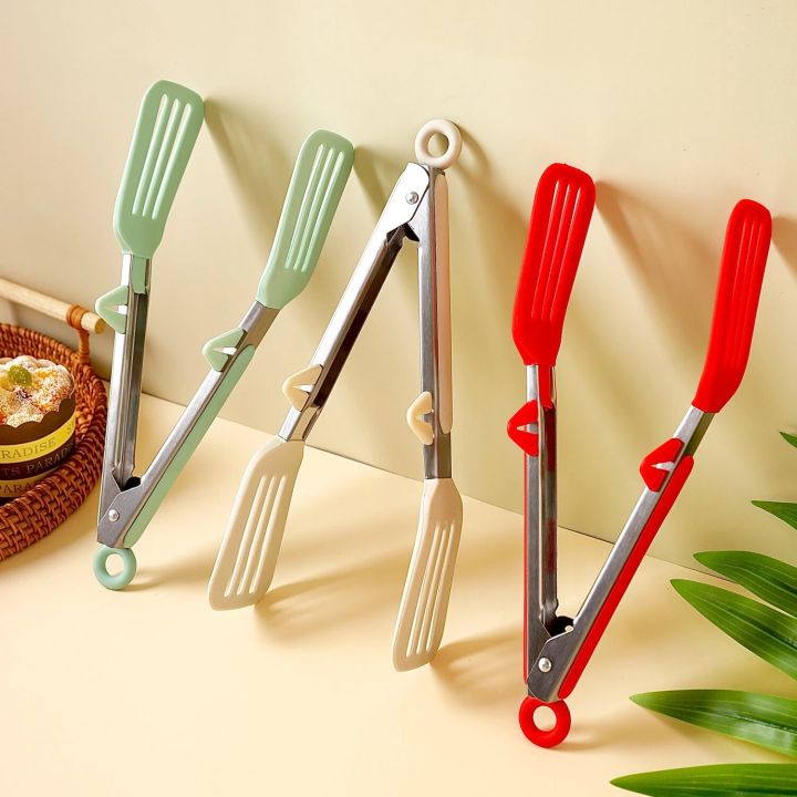 Food Tong Stainless Steel Kitchen Tongs Silicone Nylon Non-Slip Cooking ...